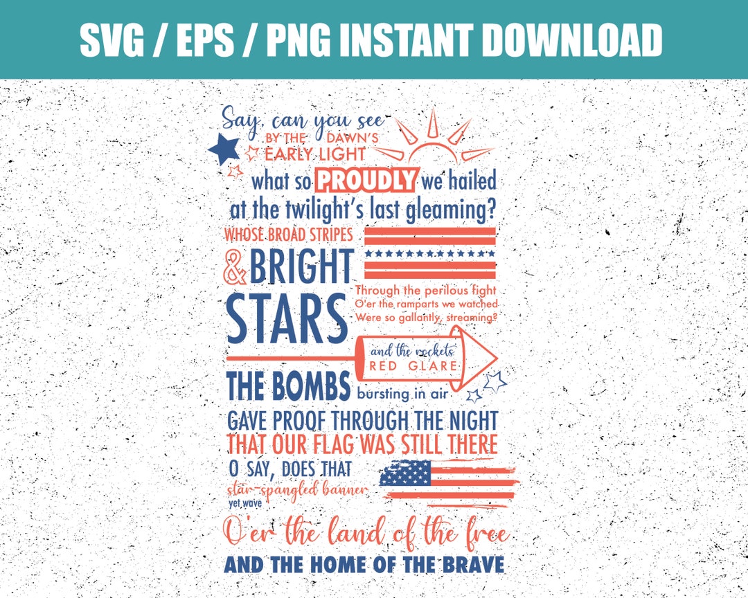 Star-spangle Banner Lyrics EPS, SVG, PNG Printable - Etsy