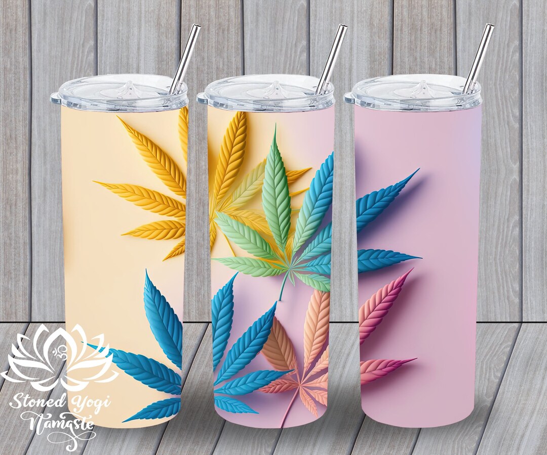 3D Cannabis Tumbler Wrap Pastel Marijuana Tumbler Wrap for 20oz Skinny ...