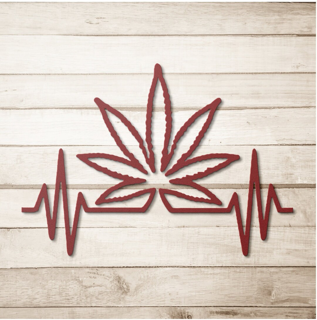 Weed Sign Heart Pulse Metal Wall Sign, THC Metal Decor, Cannabis Accent ...