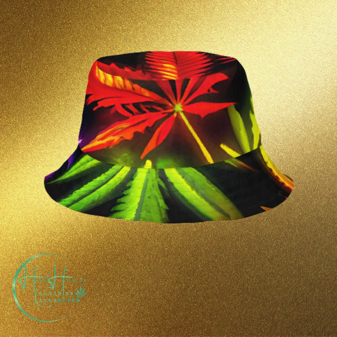 Cannabis High-fashion Stoner Bucket Hat Black Weed-inspired Hat 420 ...