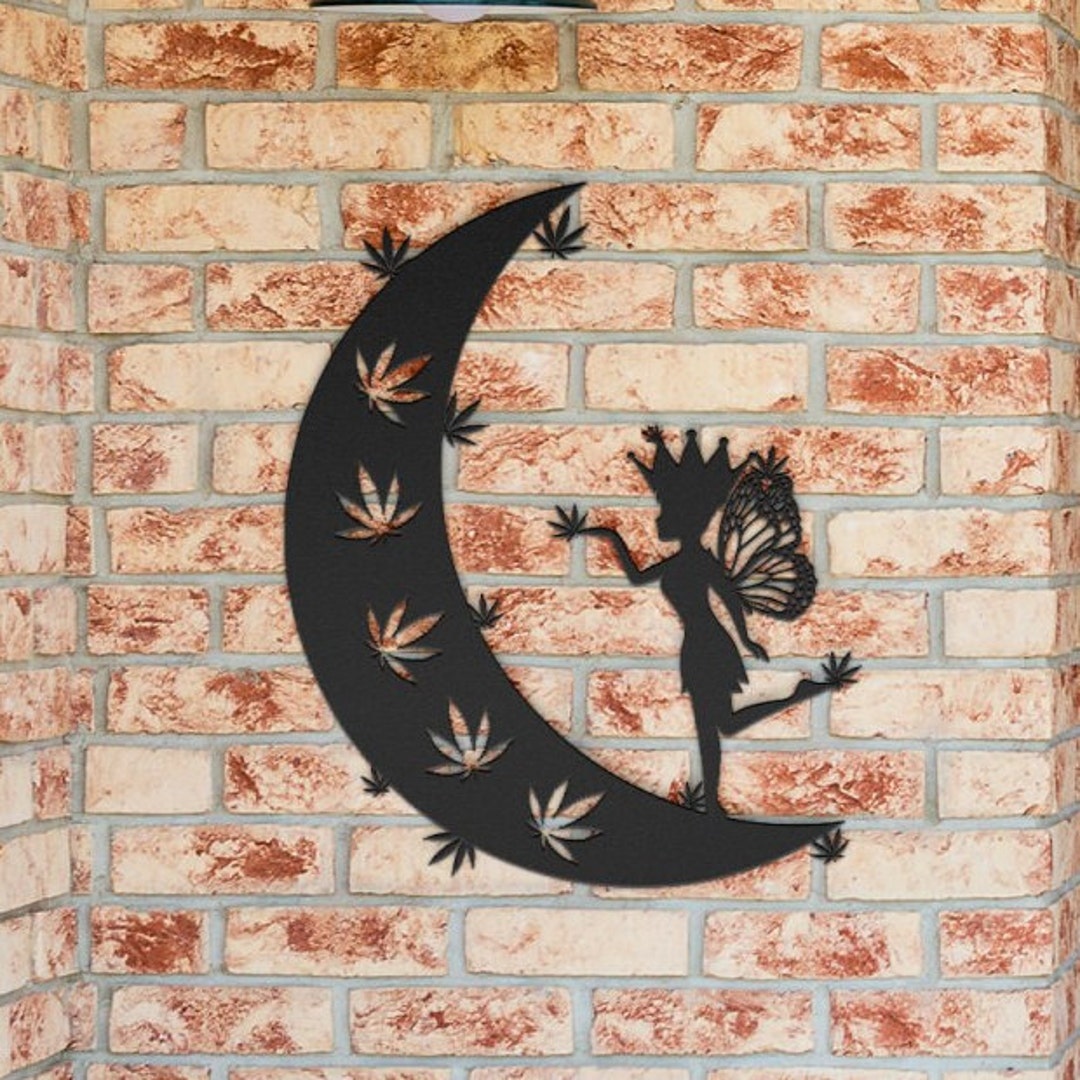 Weed Art Crescent Moon With Weed Fairy Unique Wedding/housewarming ...