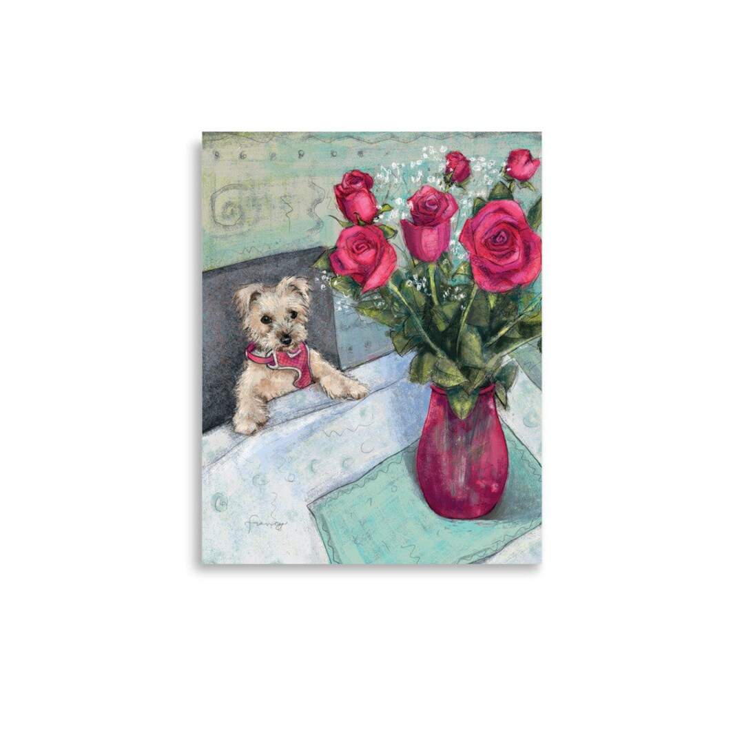 Yorkie Loves Roses - Etsy