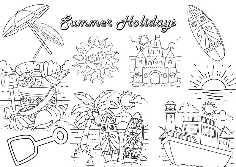 Kids Summer Holidays Coloring Sheet Summer Activity for Kids Family Fun ...