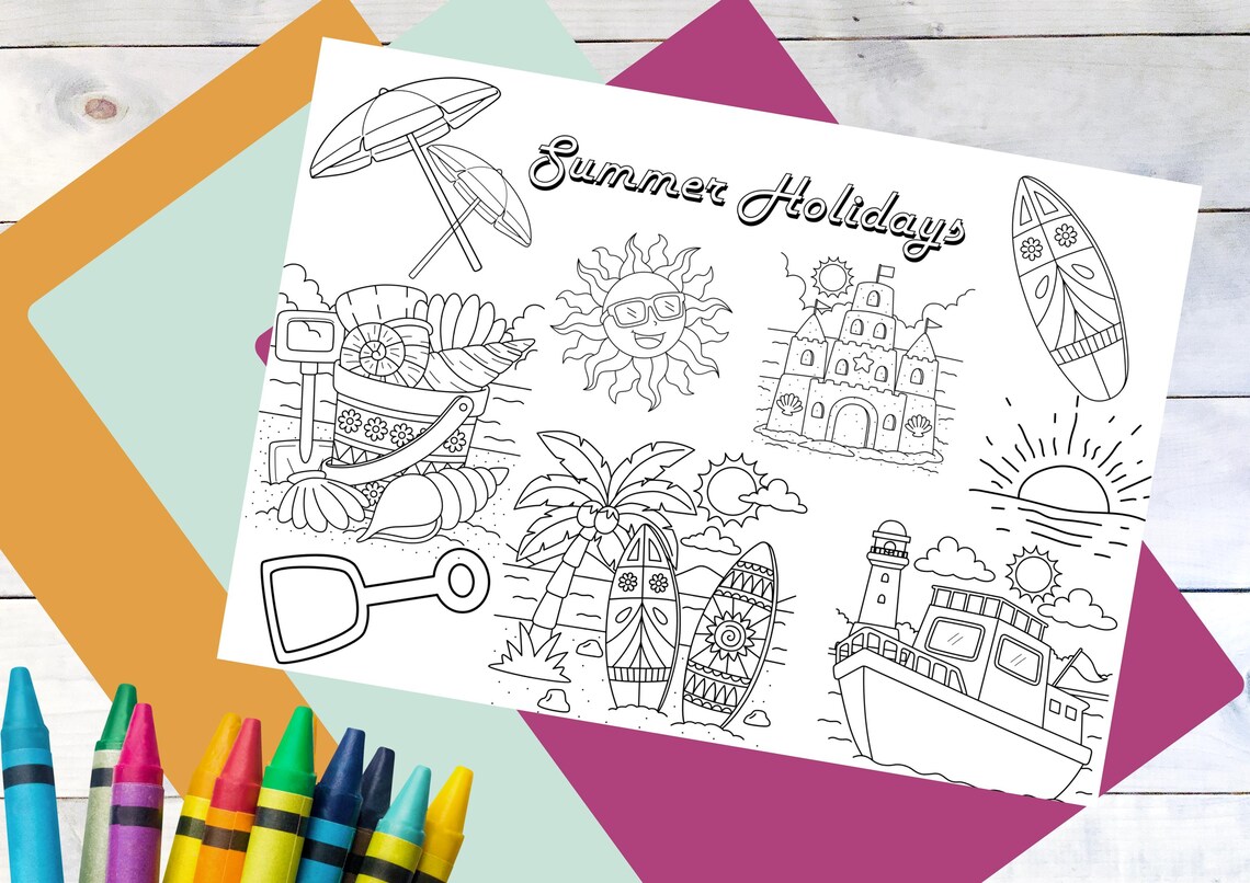 Kids Summer Holidays Coloring Sheet Summer Activity for Kids Family Fun ...
