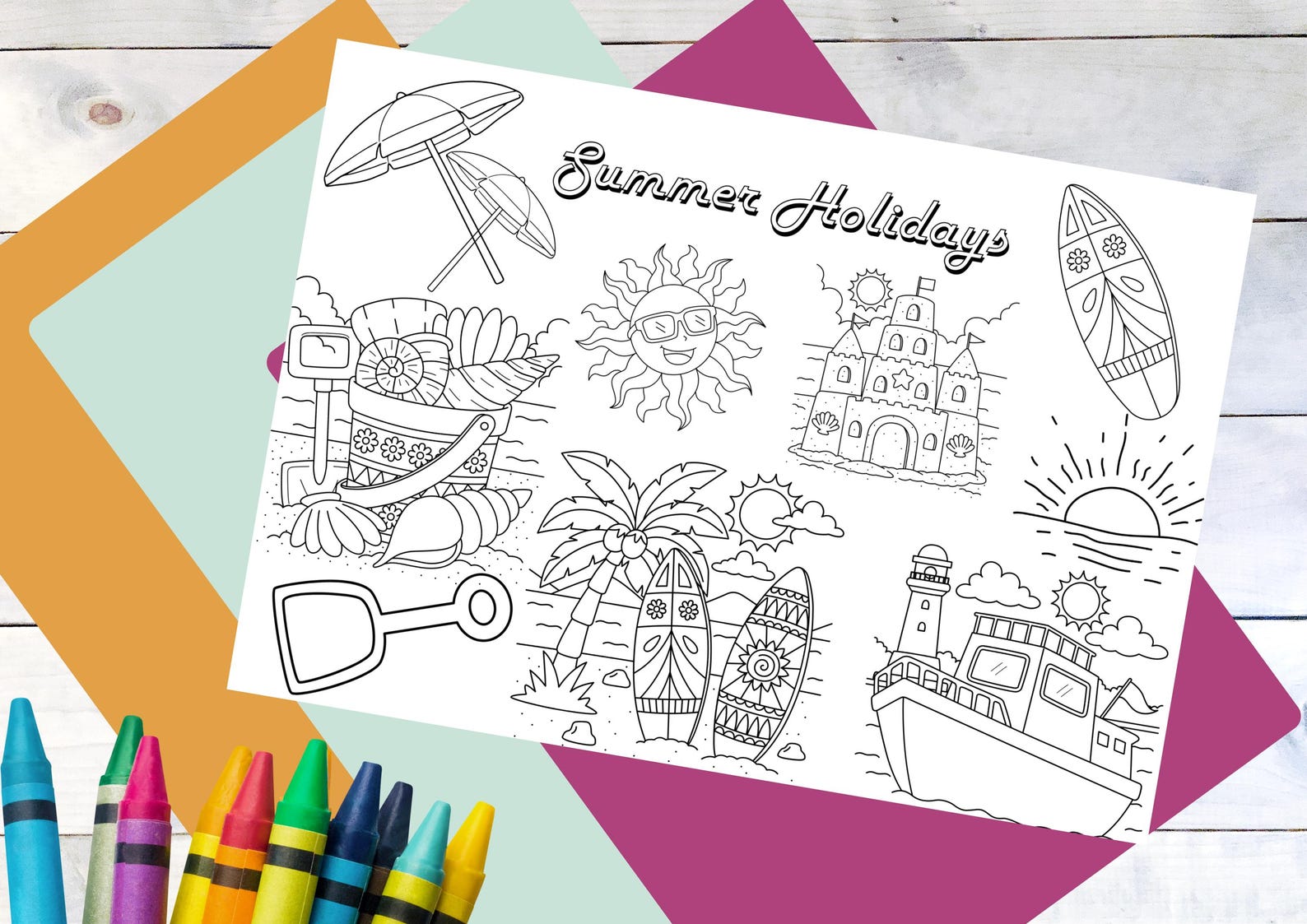 Kids Summer Holidays Coloring Sheet Summer Activity for Kids Family Fun ...