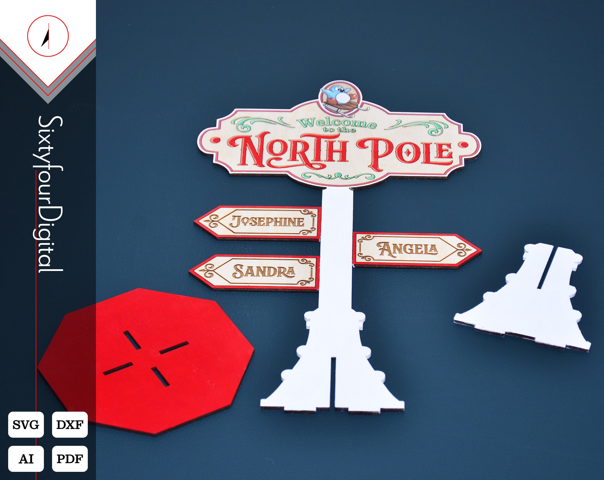Simpler Customisable North Pole Sign With Names - Laser Cutting Files ...