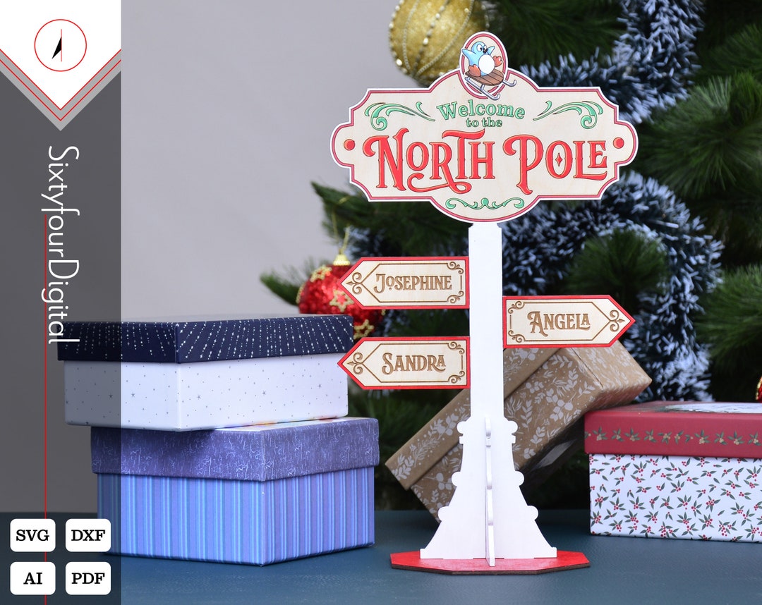 Simpler Customisable North Pole Sign With Names - Laser Cutting Files ...