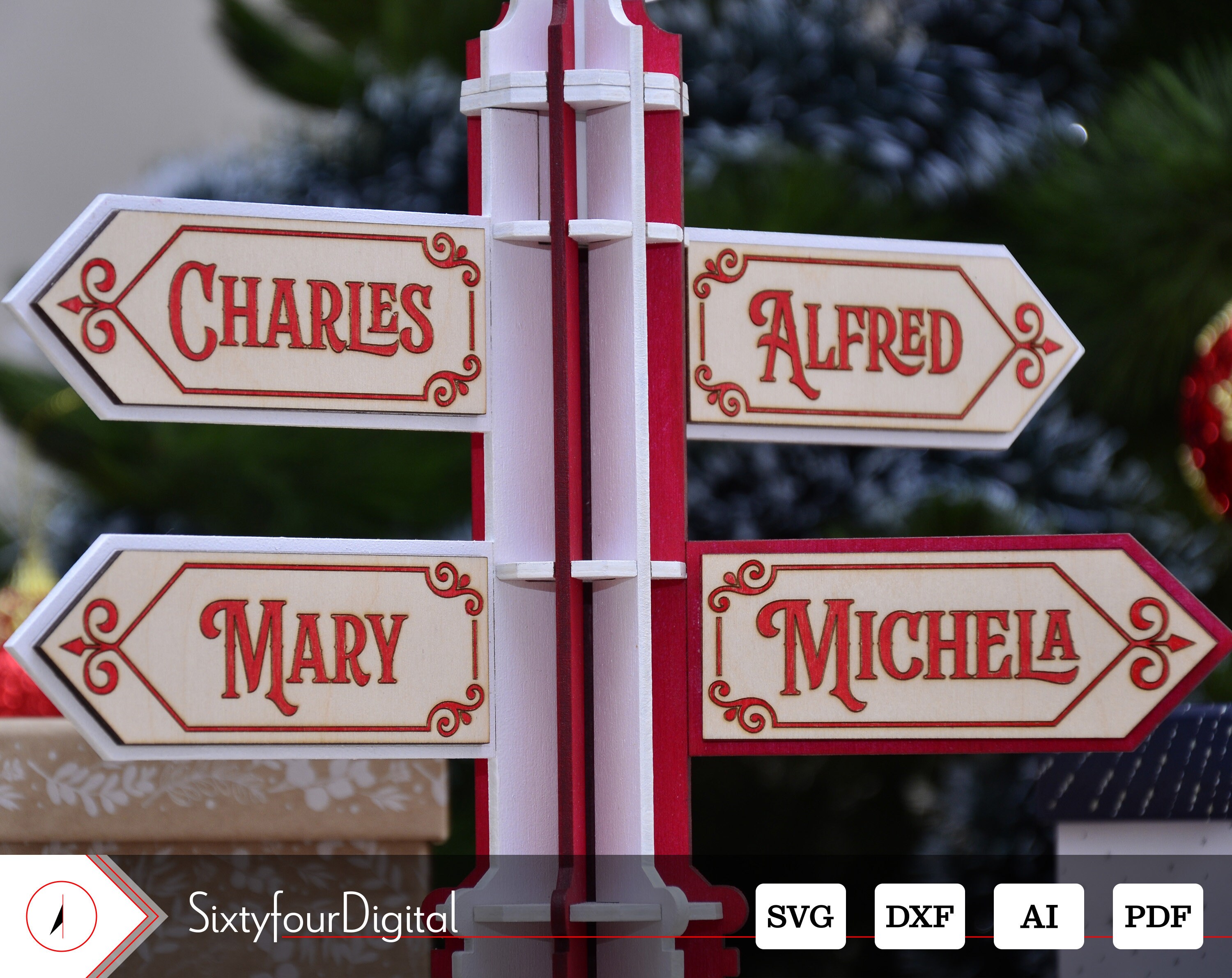 Customisable North Pole Sign With Names - Laser Cutting Files - Instant ...