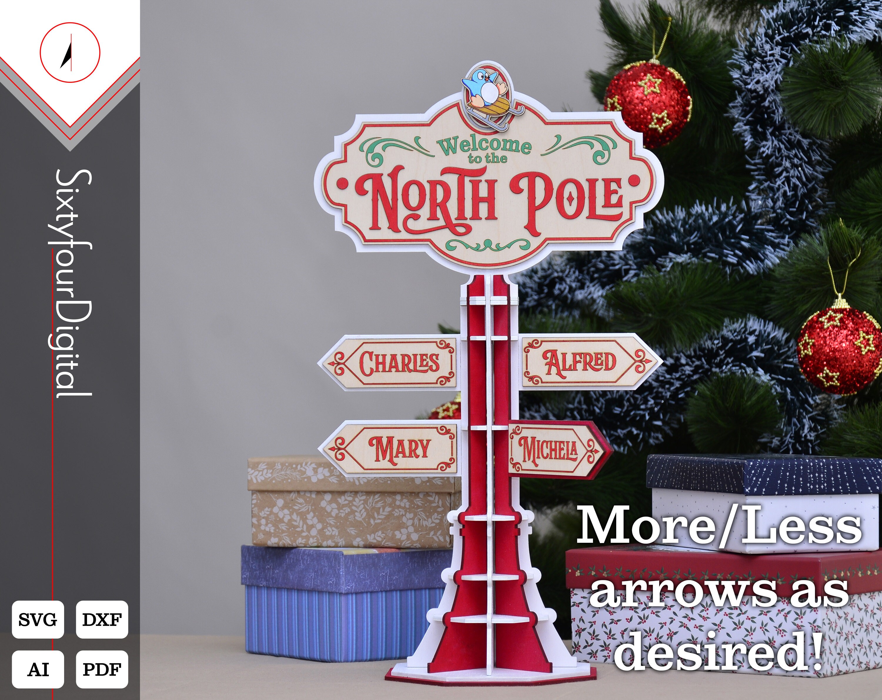 Customisable North Pole Sign With Names - Laser Cutting Files - Instant ...