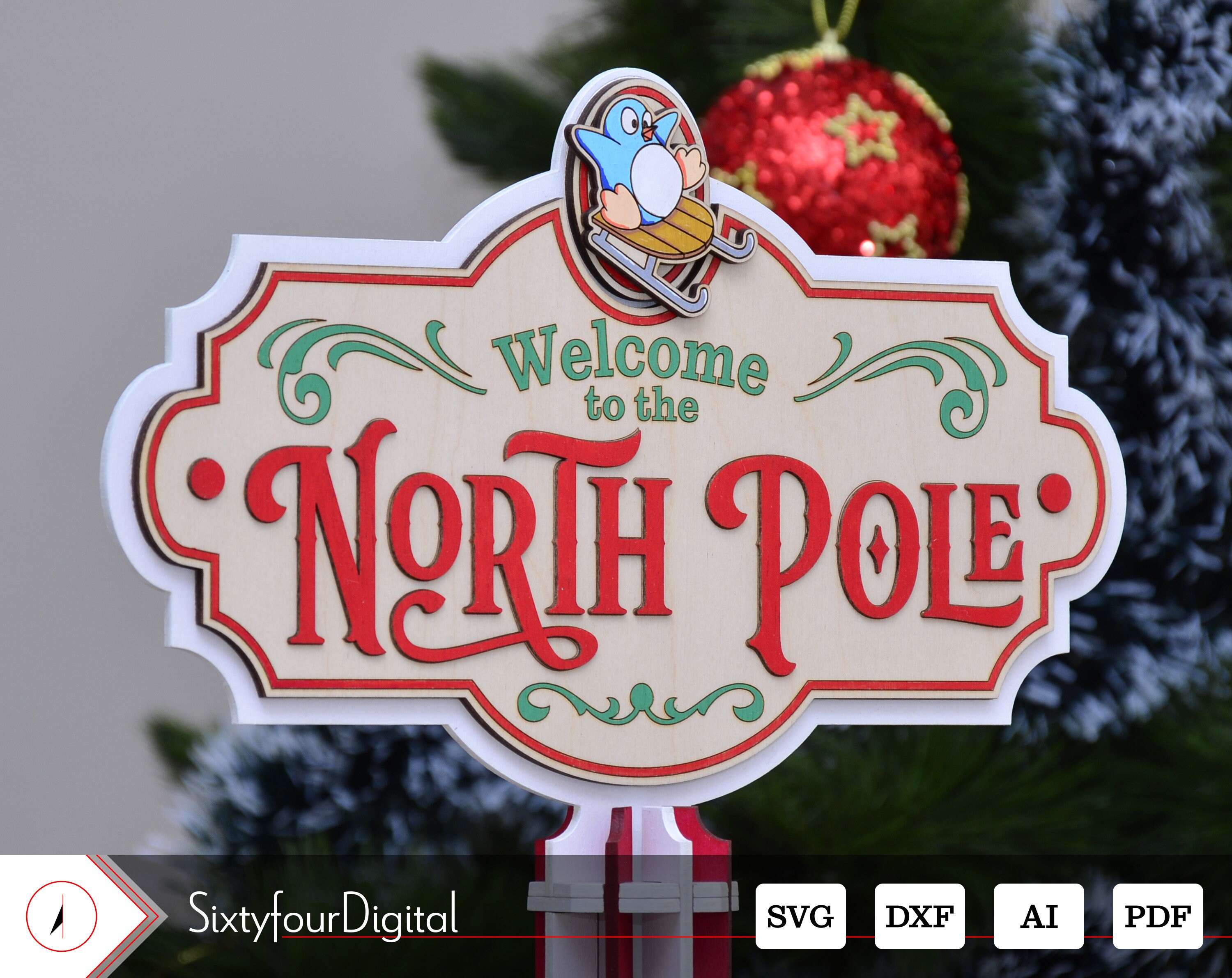 Customisable North Pole Sign With Names - Laser Cutting Files - Instant ...