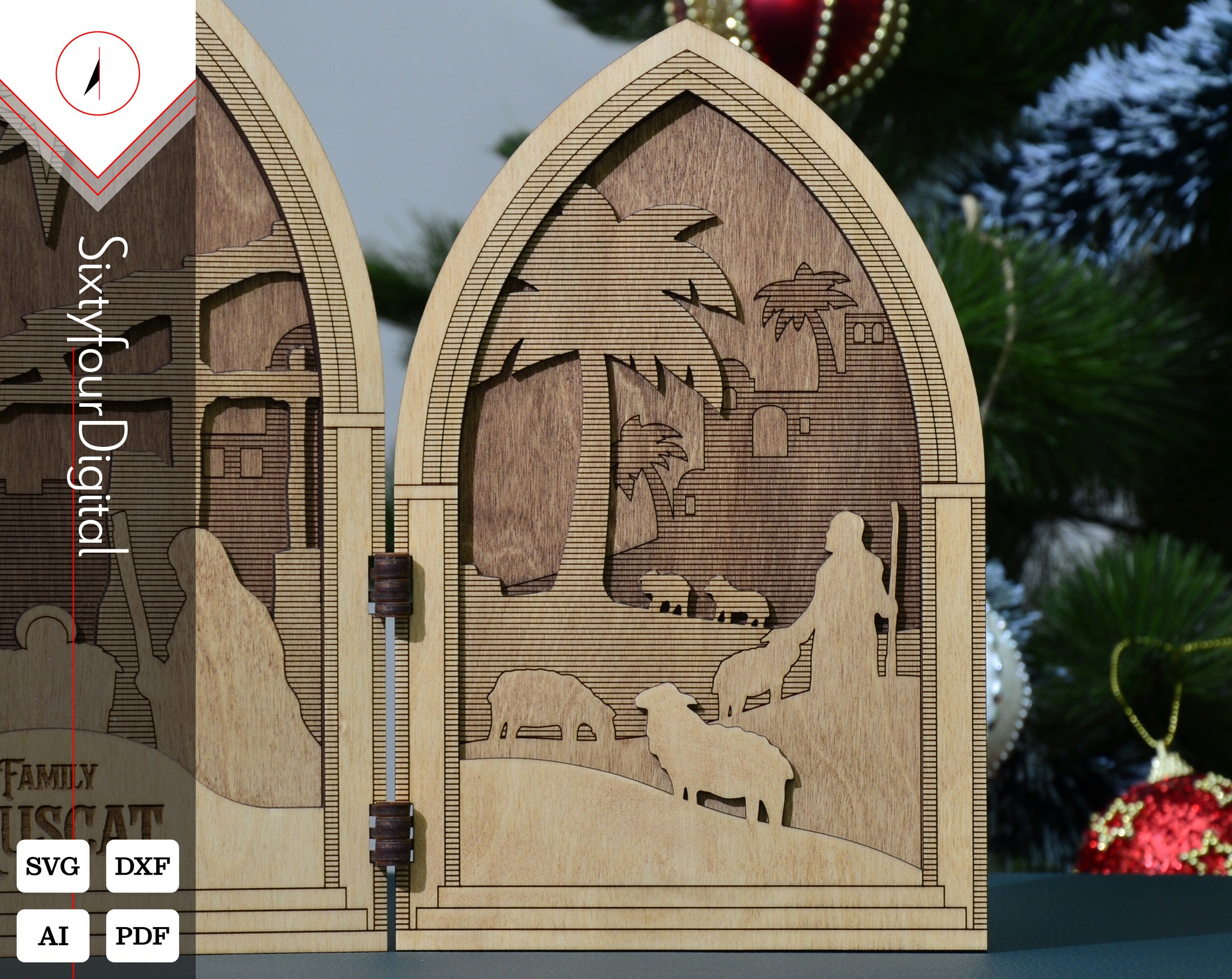 Nativity Triptych With Customisable Family Name - 3/6 Layers - Laser ...