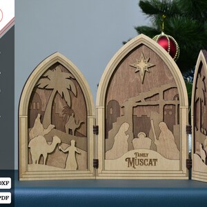 Nativity Triptych With Customisable Family Name - 3/6 Layers - Laser ...