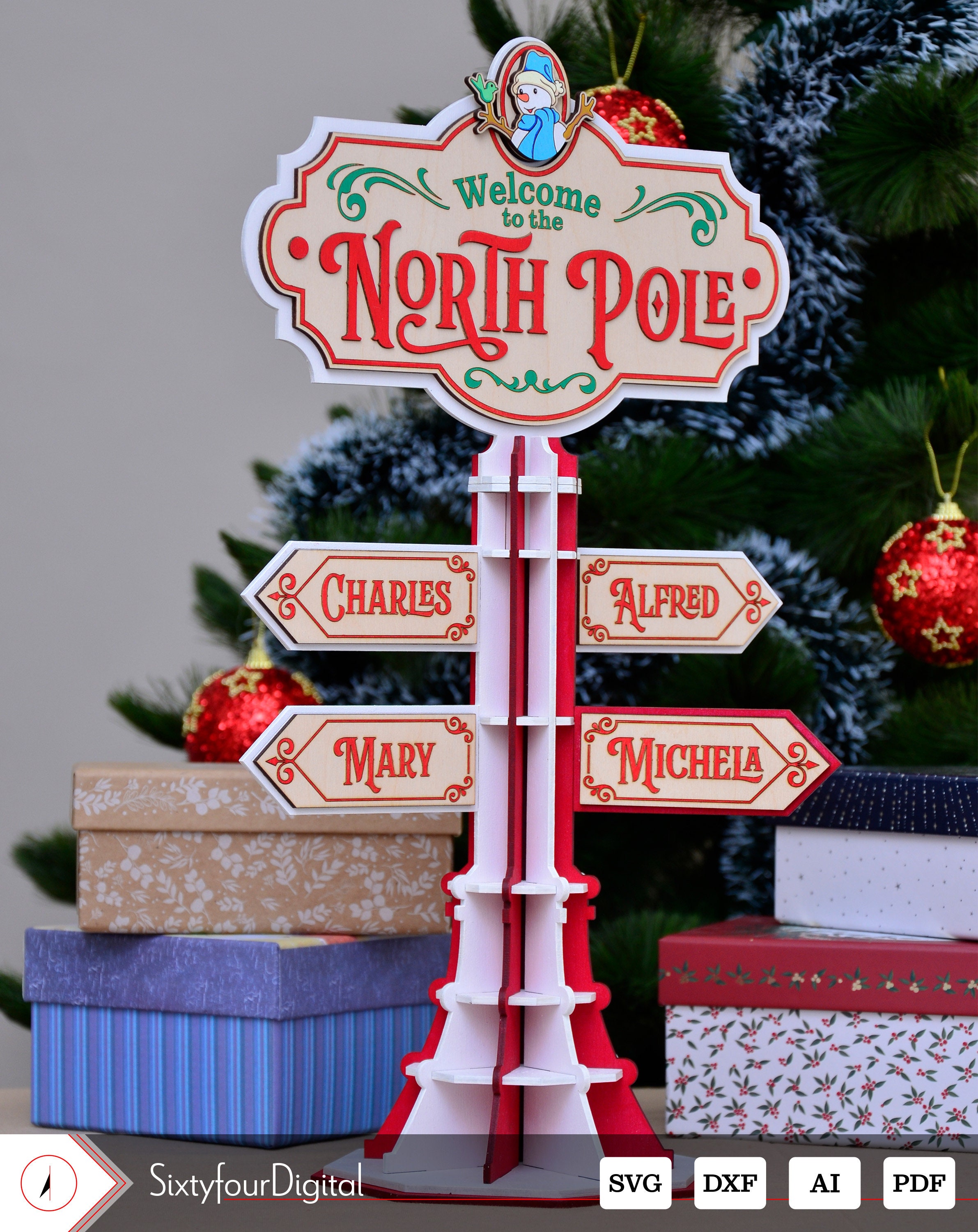 Customisable North Pole Sign With Names - Laser Cutting Files - Instant ...