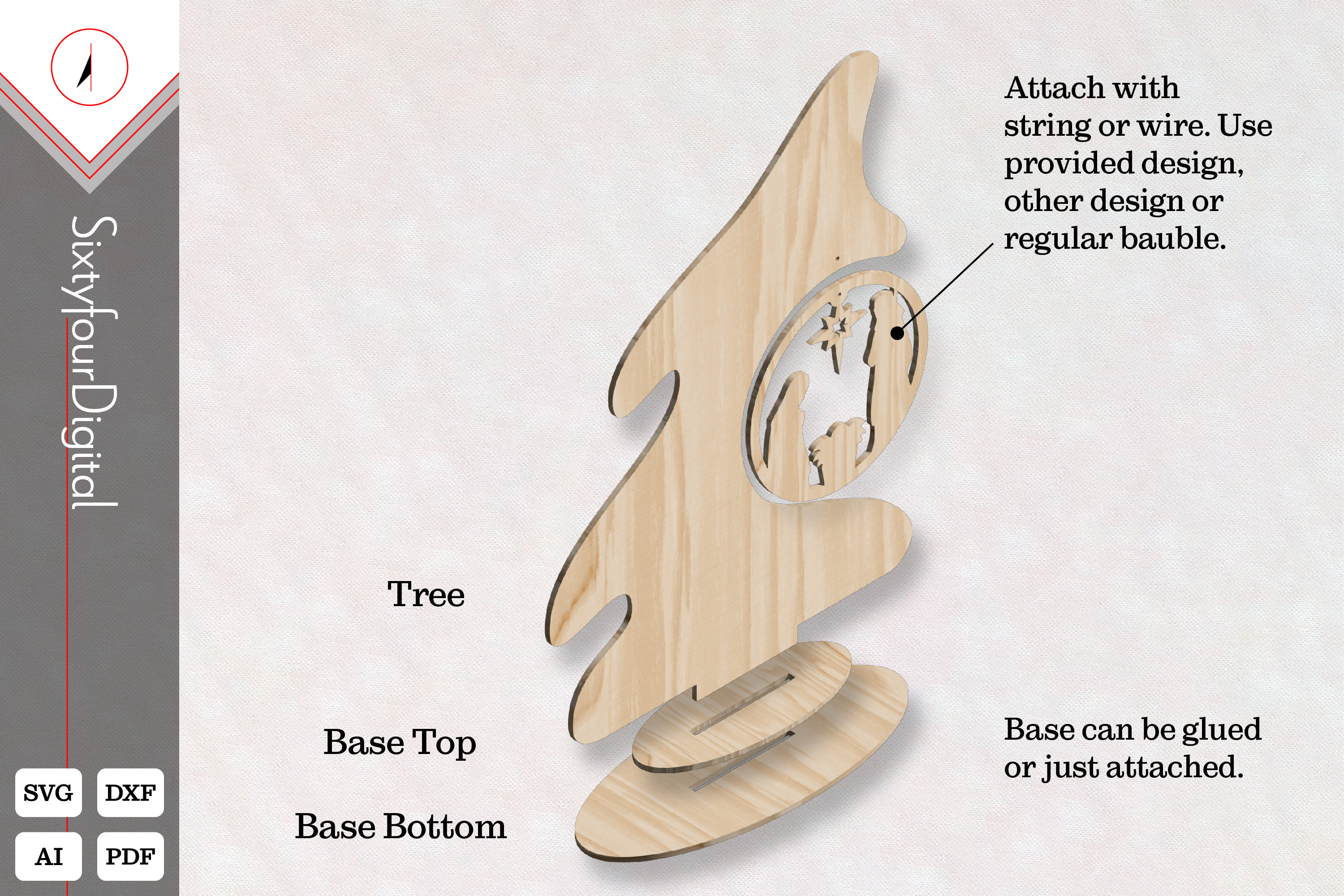 Nativity Tree and Bauble Laser Cut Files Glowforge - Etsy