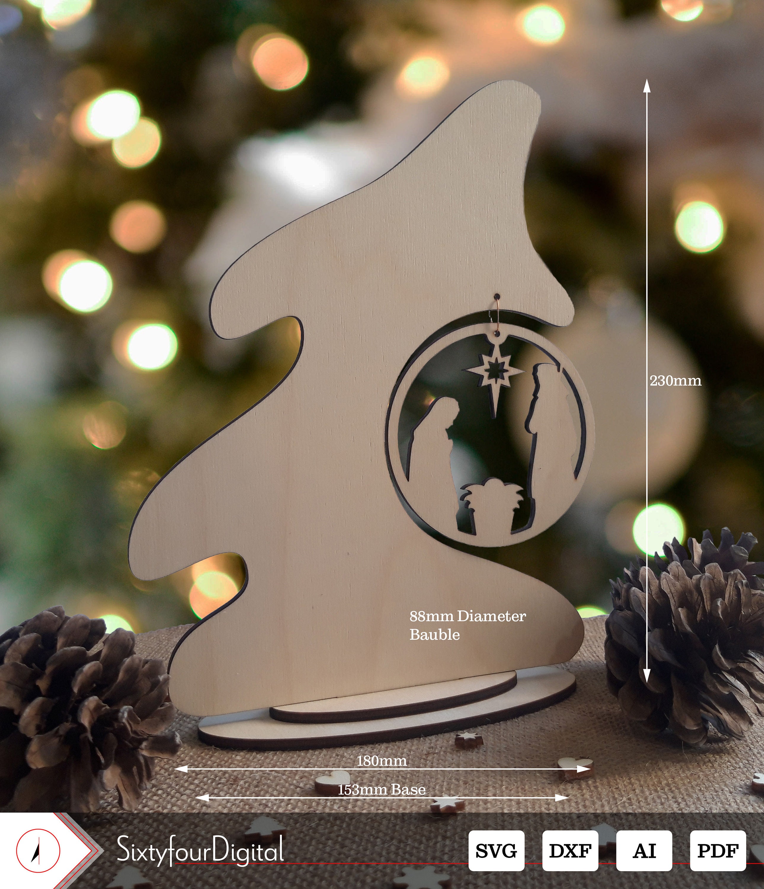 Nativity Tree and Bauble Laser Cut Files Glowforge - Etsy