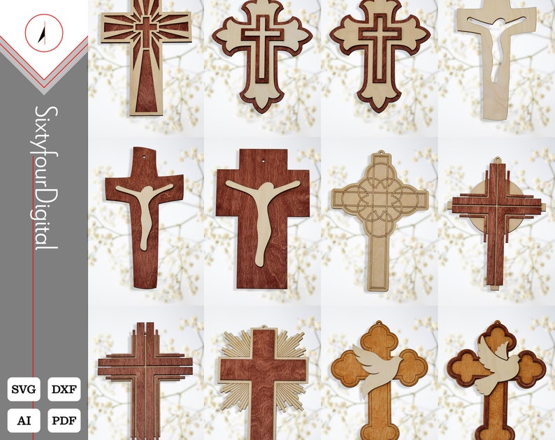 Christian Crosses - 10 Designs - Laser Cut Files - Glowforge - Cricut ...