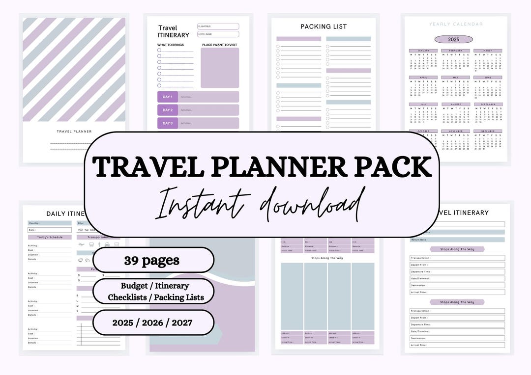 Printable Travel Planner PDF | Trip Planning Template | Daily Itinerary ...