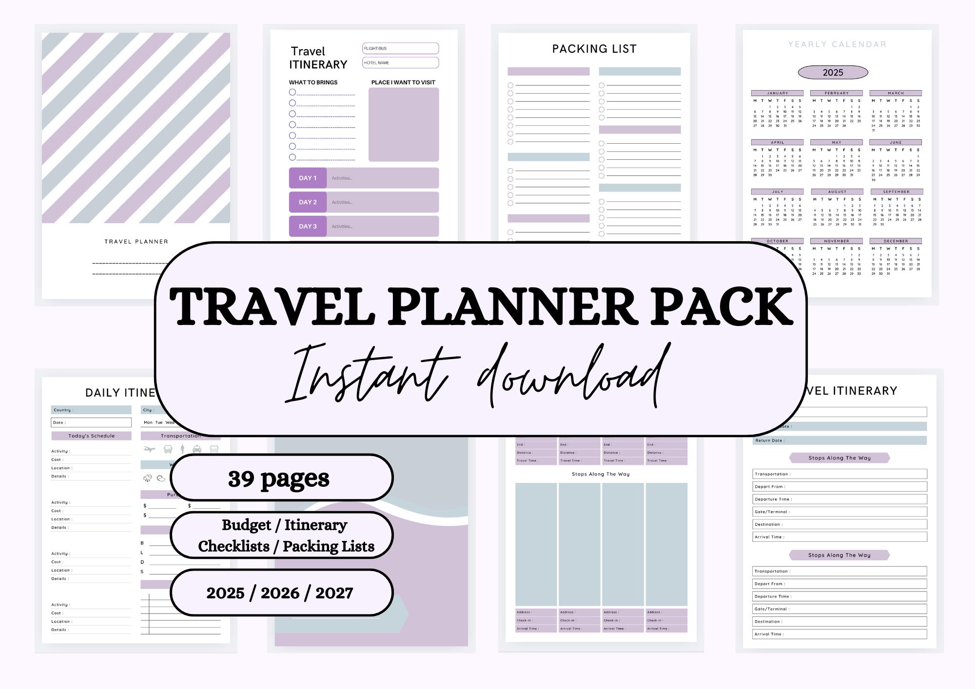 Printable Travel Planner PDF | Trip Planning Template | Daily Itinerary ...