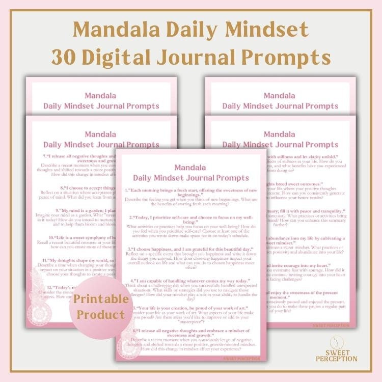 MINDSET JOURNAL Promptsmandala Daily Mindset Journal Prompts ...