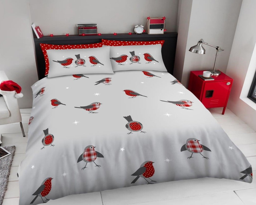Luxury Starry Robin Duvet Cover Set With Matching Pillow Cases Printed ...