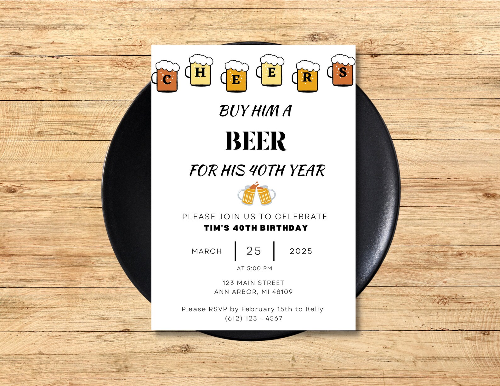 Beer Birthday Party Invitation 40th Birthday Party Digital Invitation ...