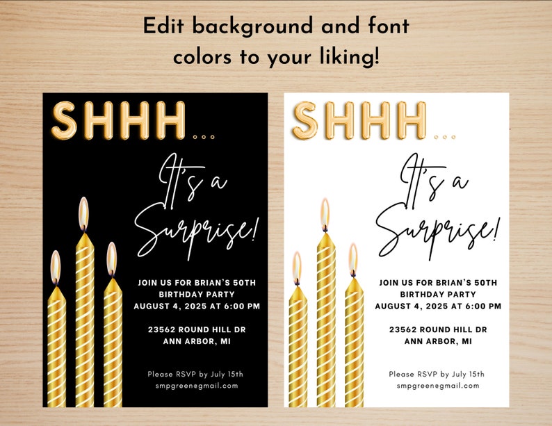 Shhh Invite, Shhh It's A Surprise Invitation, Surprise Birthday Party ...