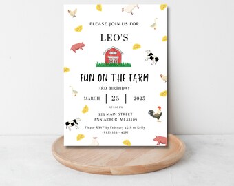Farm Birthday Invitation, Editable Barnyard Animals Birthday Invitation ...