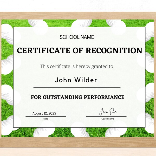 Golf Award Template - Etsy