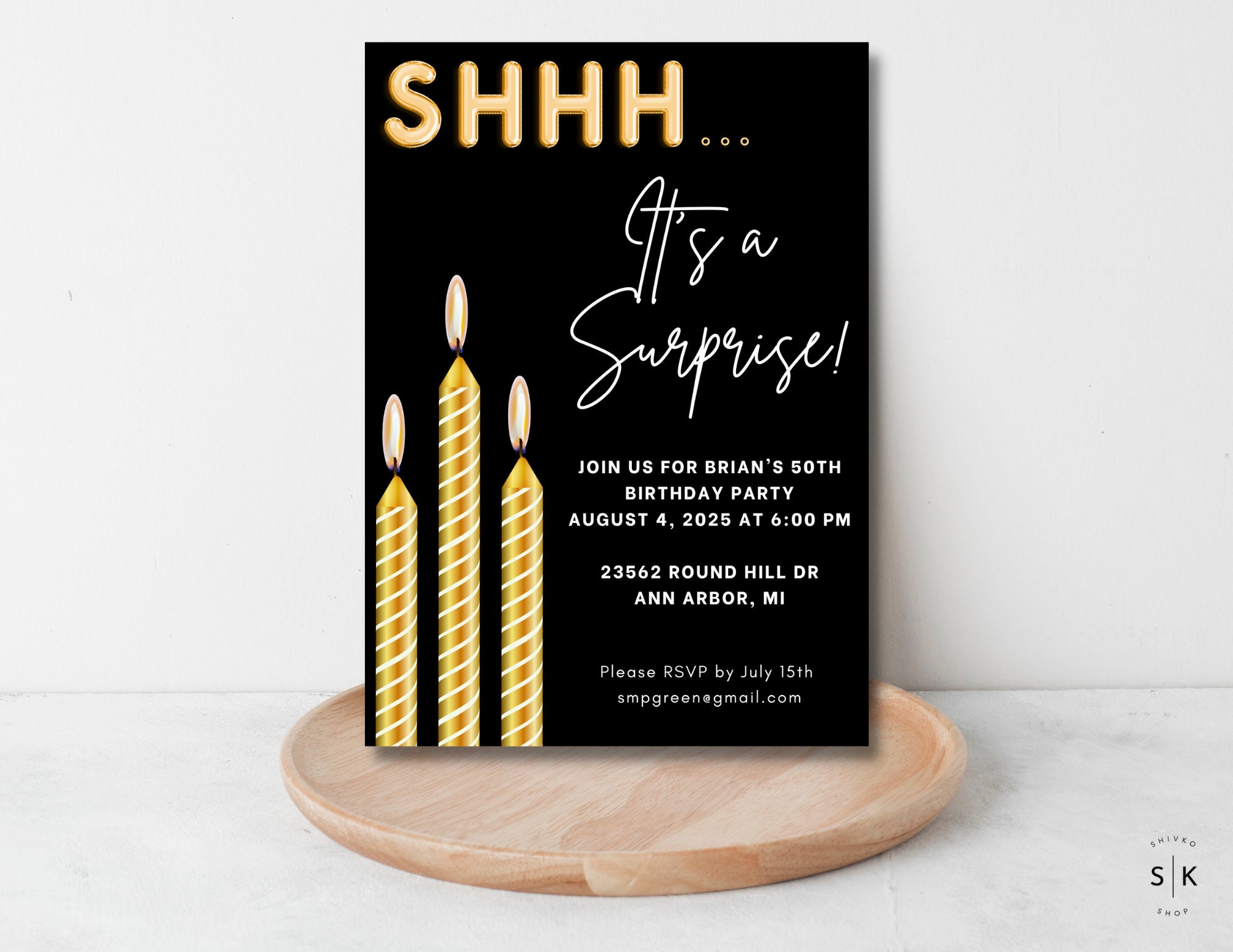 Shhh Invite, Shhh It's A Surprise Invitation, Surprise Birthday Party ...