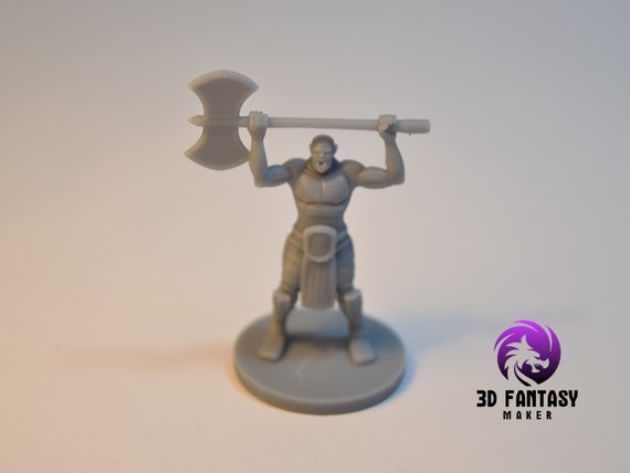 Half Orc Barbarian Raging Half Orc Barbarian 28mm Dnd | Etsy