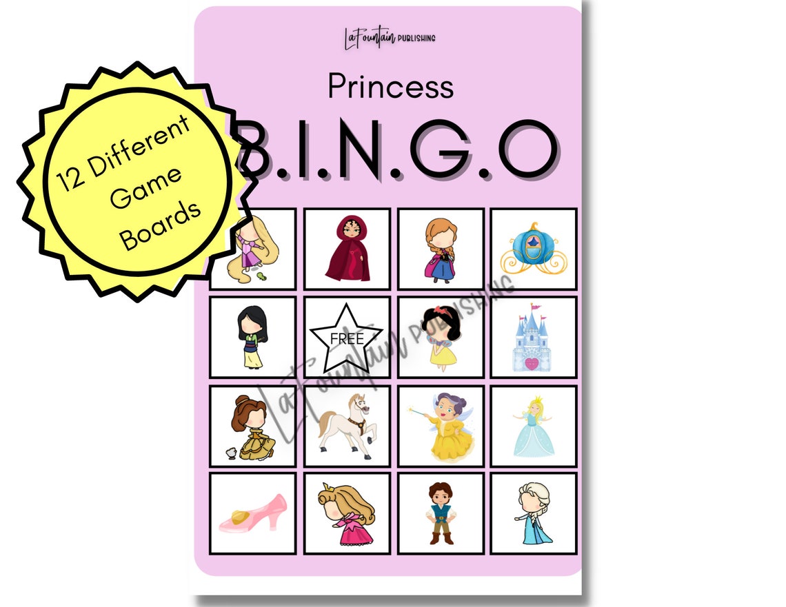 Princess Bingo Bingo Cards Kids Bingo Game Baby Shower - Etsy
