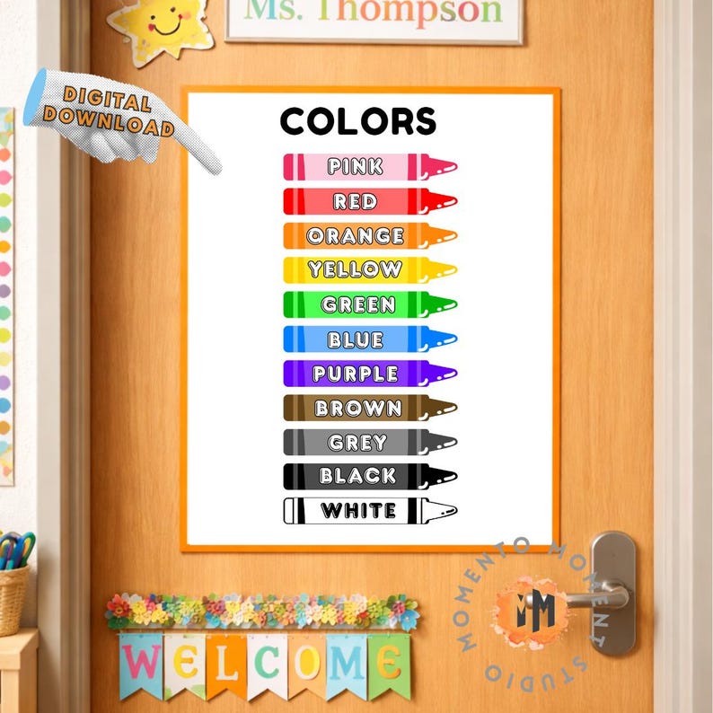Colors Chart Printable for Kids, Preschool Learning Poster, Crayon ...