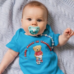 Mini Messi in Training Baby Onesie®, Teddy Bear Playing Soccer Bodysuit ...