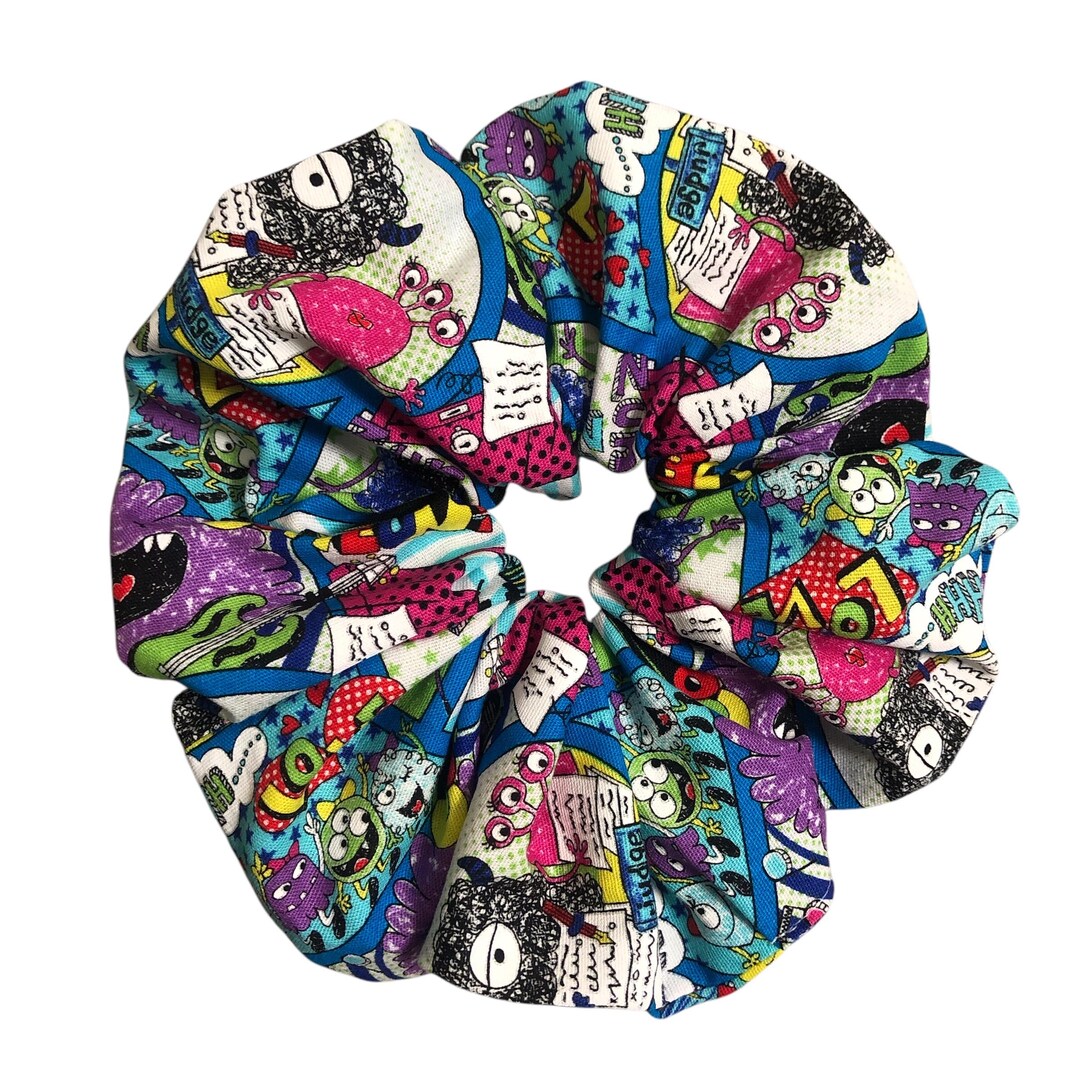 Colorful Cartoon Scrunchie Handmade Oversized Hair Tie Funky Pattern ...