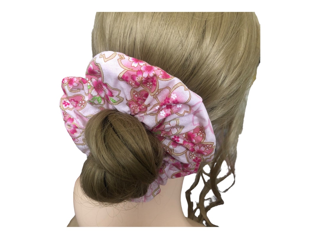 Pink Cherry Blossom Scrunchie Japanese Sakura Accessory Oversized ...