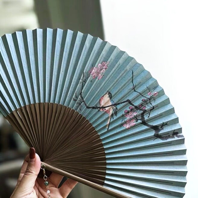 Hand Paint Japanese Bamboo Folding Hand Fan, 22 X 39 Cm, Japanese Hand ...