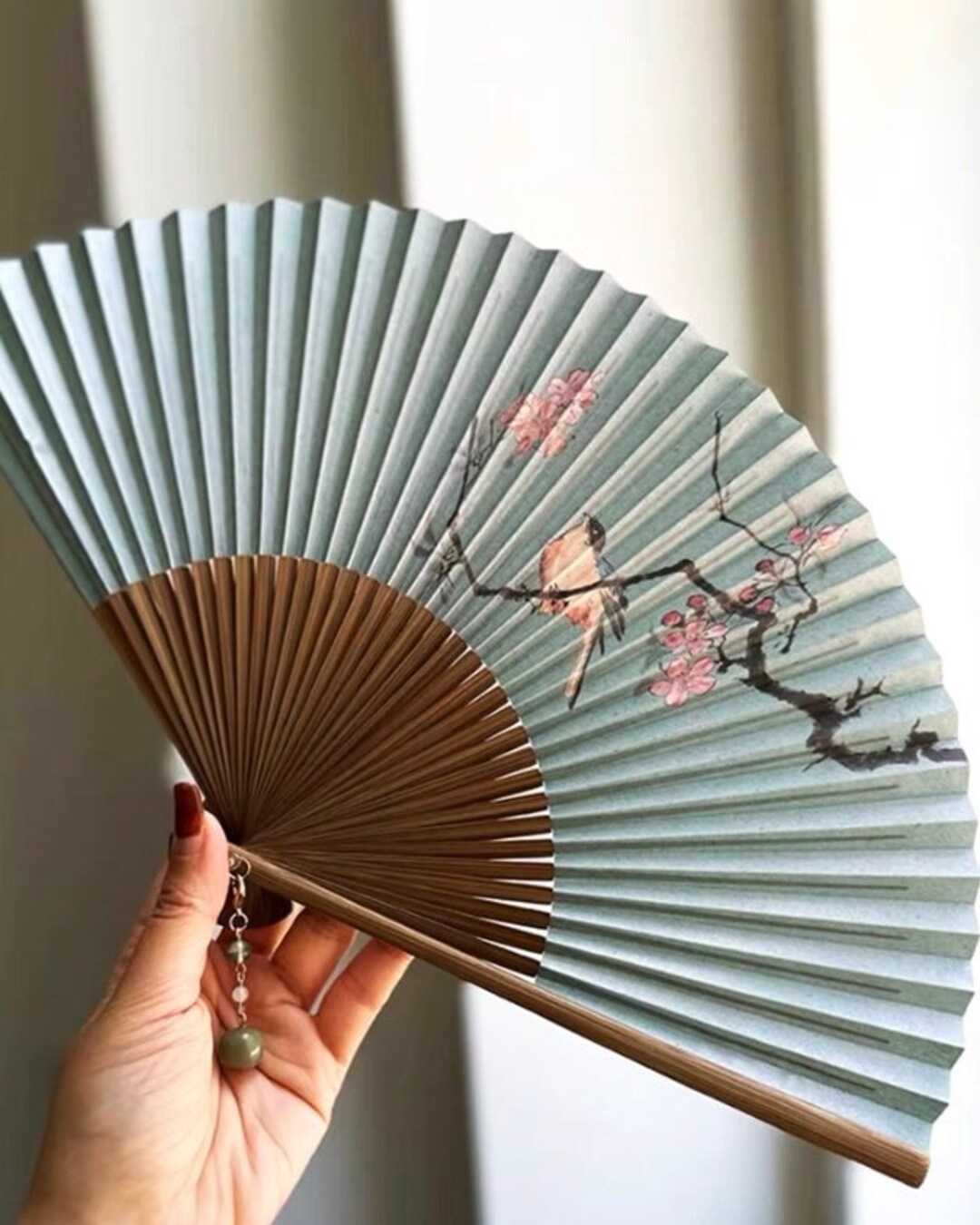 Hand Paint Japanese Bamboo Folding Hand Fan, 22 X 39 Cm, Japanese Hand ...