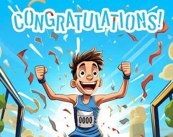 Congratulations Card for Runners, Well Done Greeting Card, Gift for ...