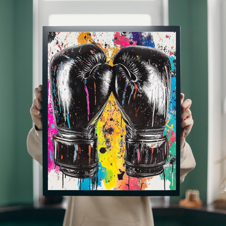 Boxing Gloves Art Print, Abstract Art | Gym Art, Boxing Decor for Gym ...