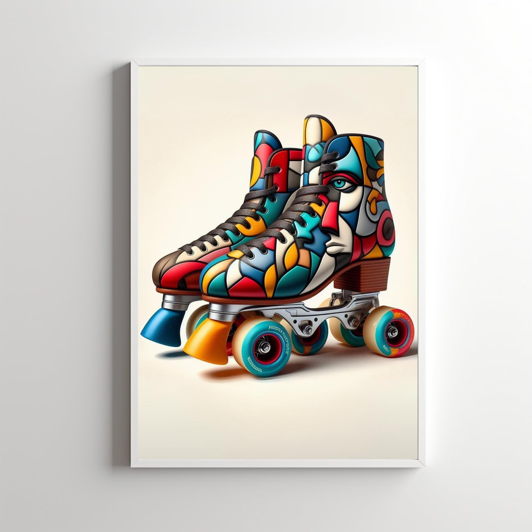 Roller Skate Art Print: Colorful Abstract Expressionism (digital ...