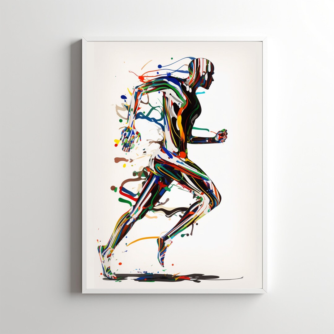 Abstract Running Art Print: Colorful Acrylic Runner (digital Download ...