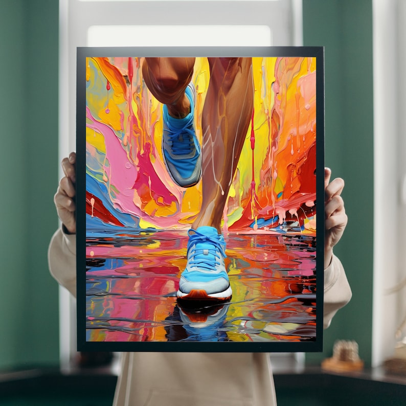 Runner's Feet Art Print: Colorful Liquid Acrylic Painting (digital ...