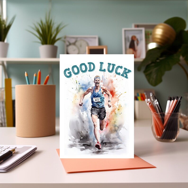 Marathon Runner Card: Good Luck, Well Done Greeting - Etsy