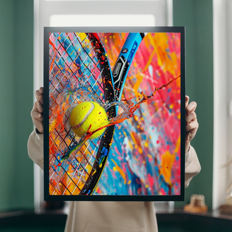 Colorful Tennis Player Art Print: Abstract Expressionism (digital ...