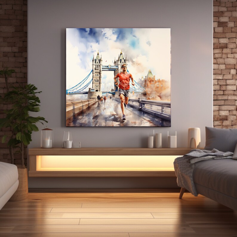 Watercolour Wall Art Modern Printable Wall Art London Marathon Running ...