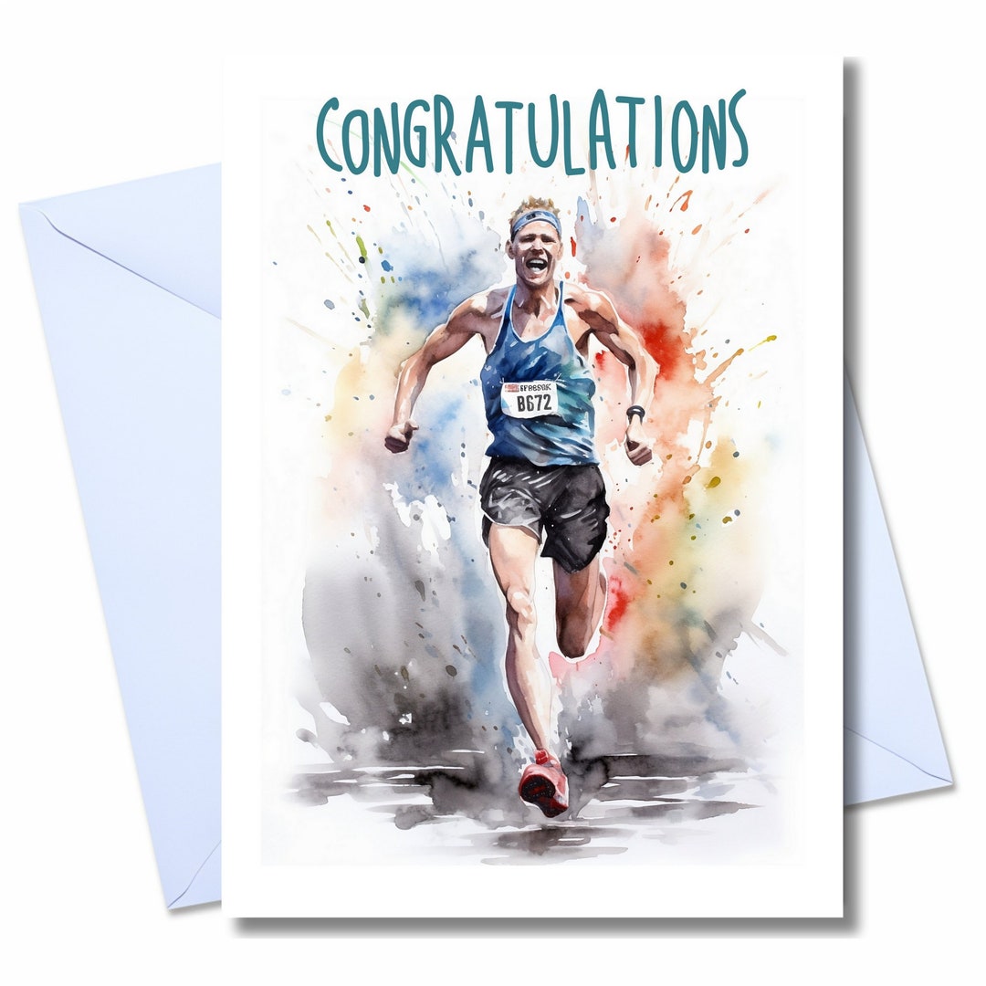 Congratulations Card for Runners, Well Done Greeting Card, Gift for ...