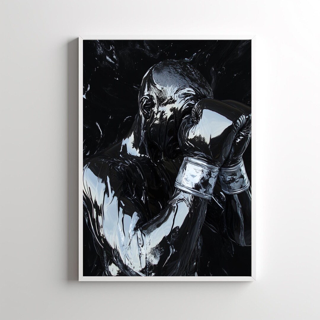 Abstract Boxing Art Print: Black and White Gym Decor (digital Download ...