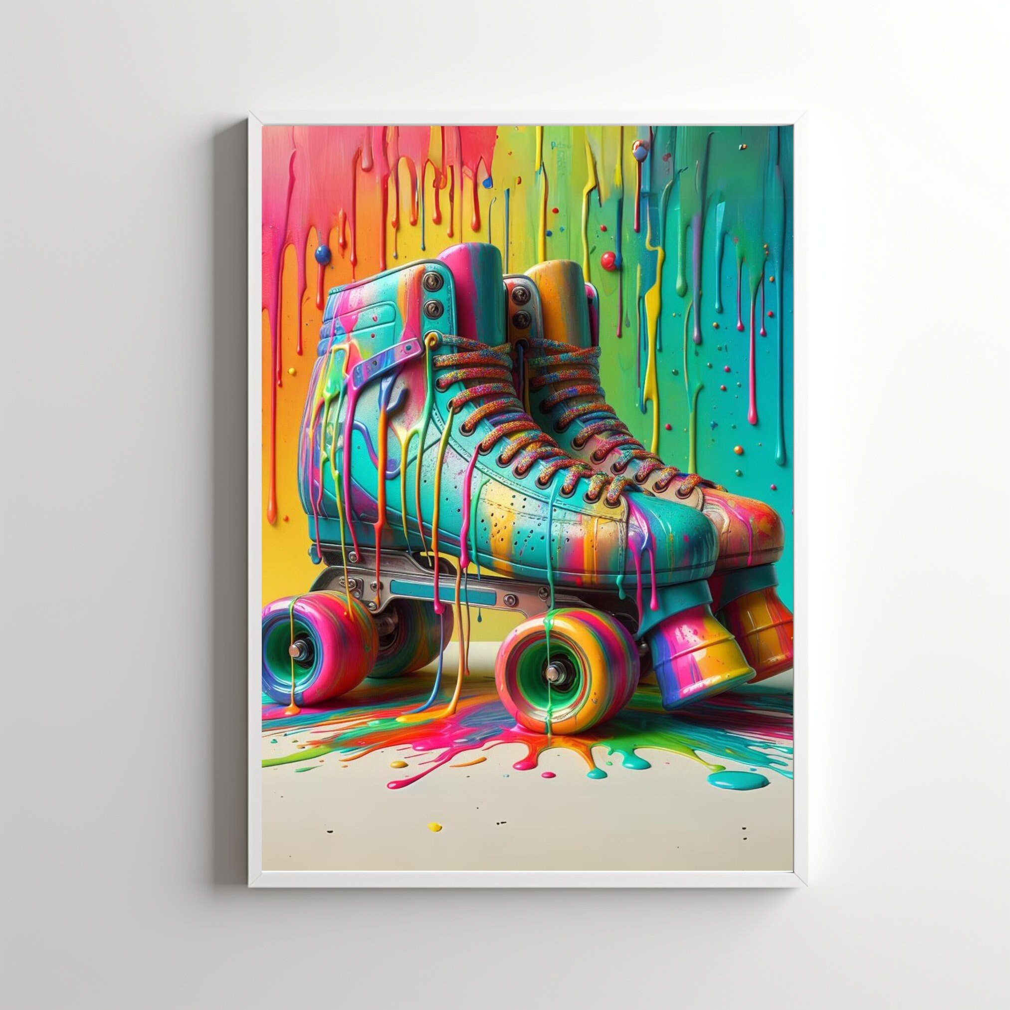 Colorful Roller Skate Art Print: Abstract Expressionism (digital ...