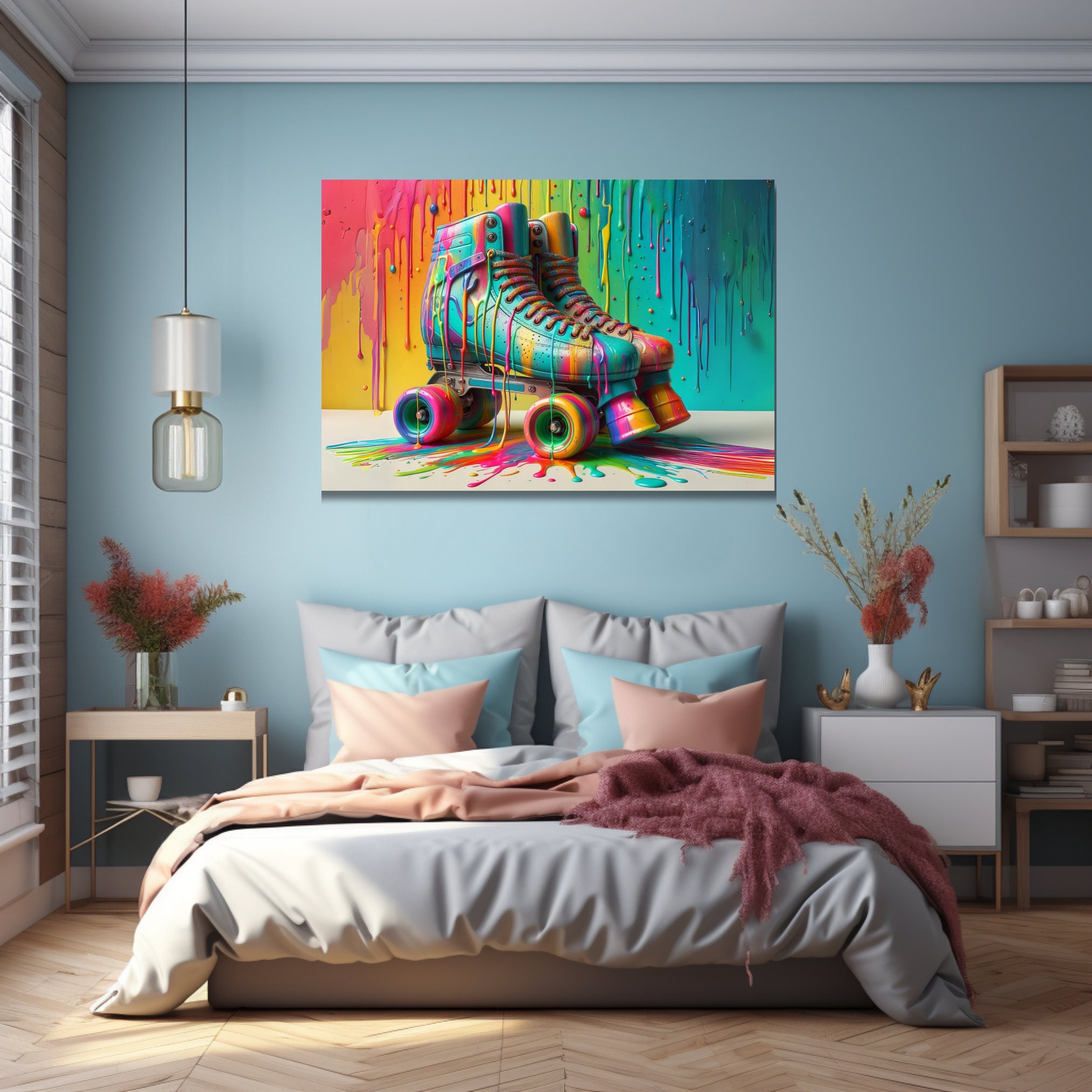 Colorful Roller Skate Art Print: Abstract Expressionism (digital ...