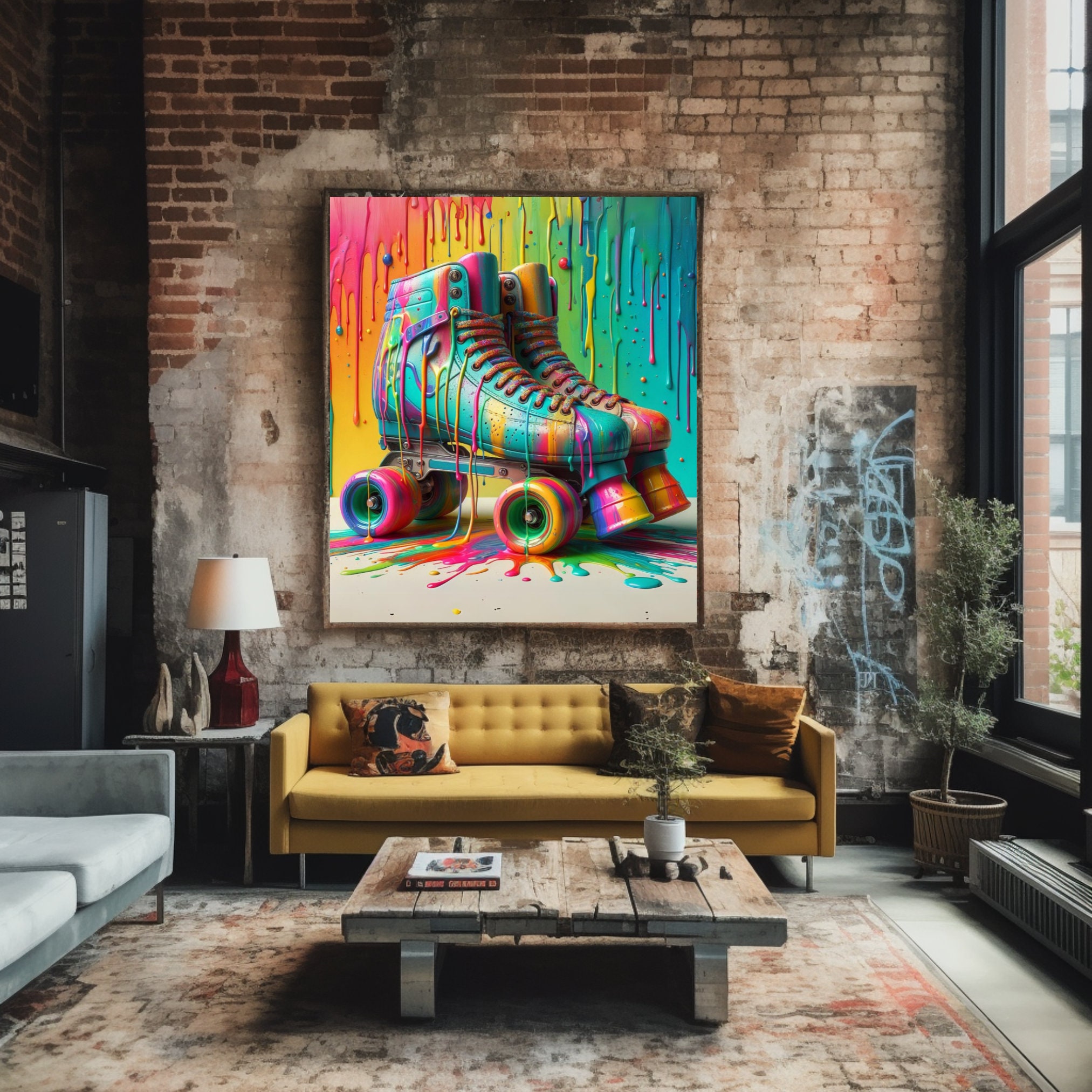 Colorful Roller Skate Art Print: Abstract Expressionism (digital ...